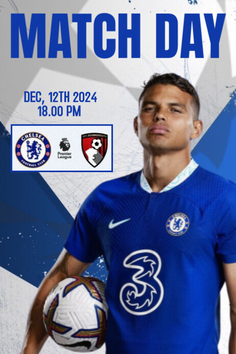 Copy of Blue white 3d Soccer Match Day Poster | PosterMyWall