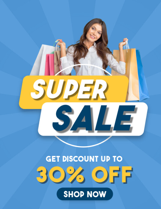 Copy of Blue White And Yellow Minimalist Sales Promotion Poster ...