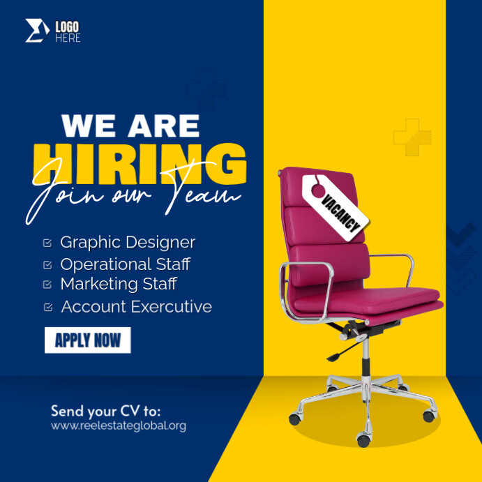 Copy of Blue White And Yellow Professional Job Vacancy Instagram Post ...