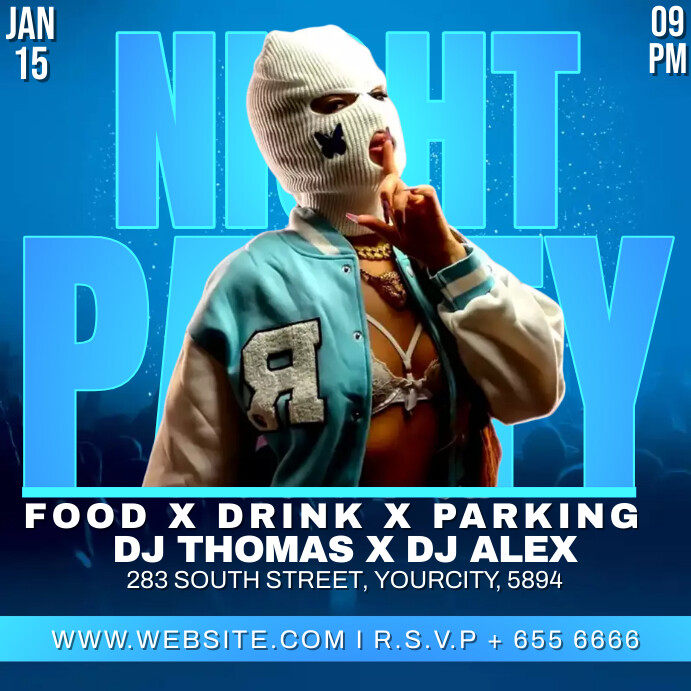 blue white glow in the dark club party Template | PosterMyWall