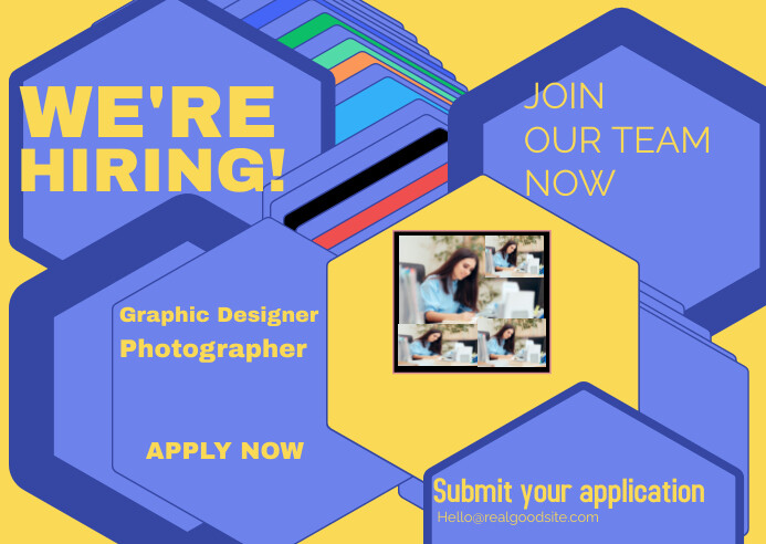 Blue white job hiring poster flyers Templat | PosterMyWall