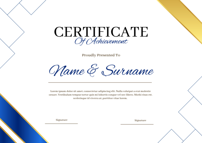 Copy of Blue White Minimalist Certificate Of Achievement | PosterMyWall