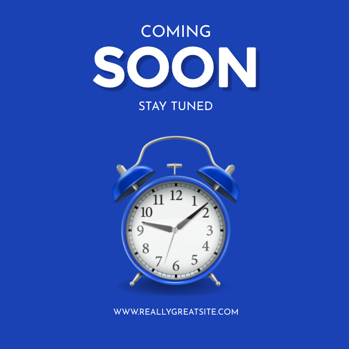 Blue White Minimalist Coming Soon Stay Tuned Template | PosterMyWall