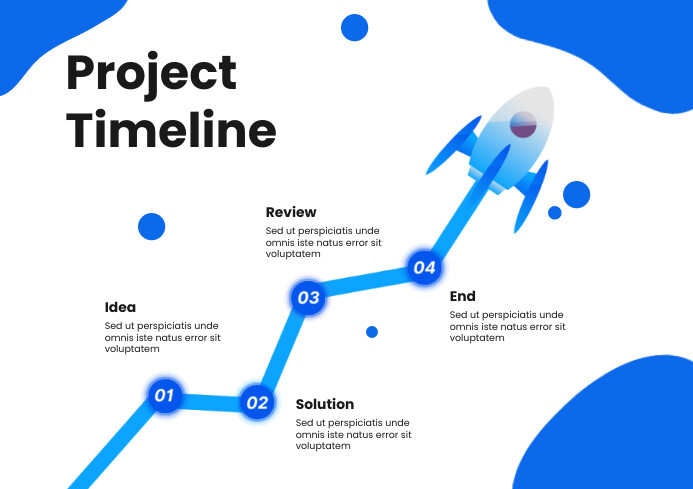 Blue White Rocket LAUNCH Project Timeline Template | PosterMyWall