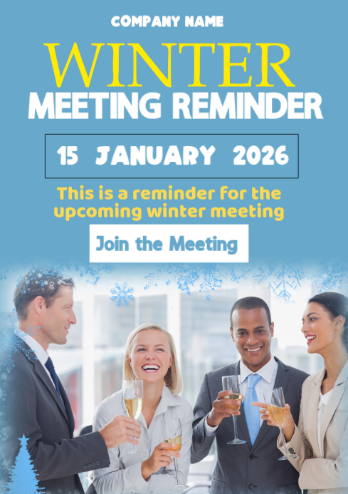 Plantilla de Blue Winter Meeting Reminder A4 | PosterMyWall