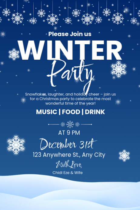 Blue Winter Party Poster Template | PosterMyWall