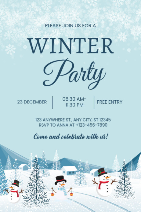 Blue Winter Party Poster Template | PosterMyWall
