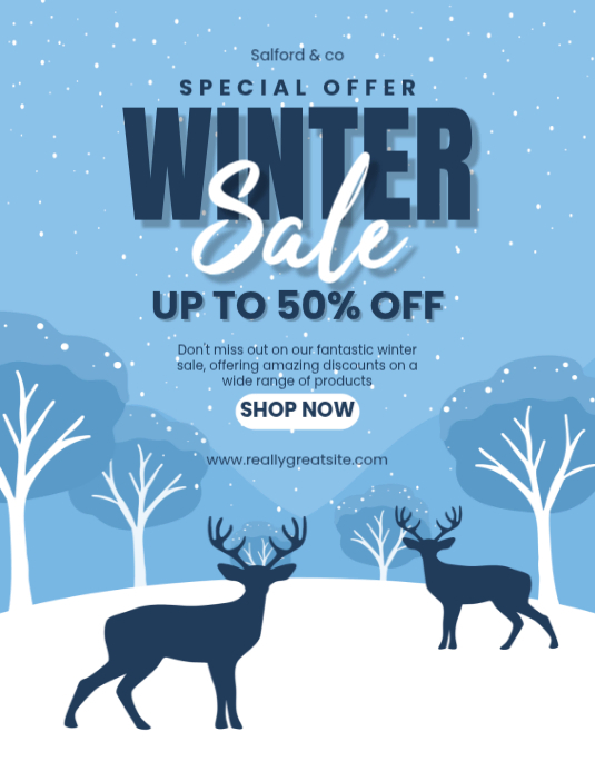 Blue Winter Sale Flyer 2026 Template | PosterMyWall