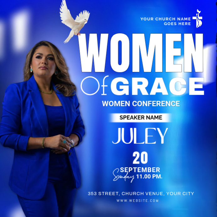 Blue women's conference instagram post Template | PosterMyWall