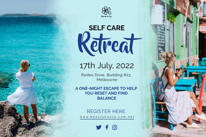 Blue Women's Retreat Landscape Poster Template | PosterMyWall