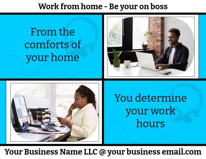 Blue Work from Home Flyer Template | PosterMyWall