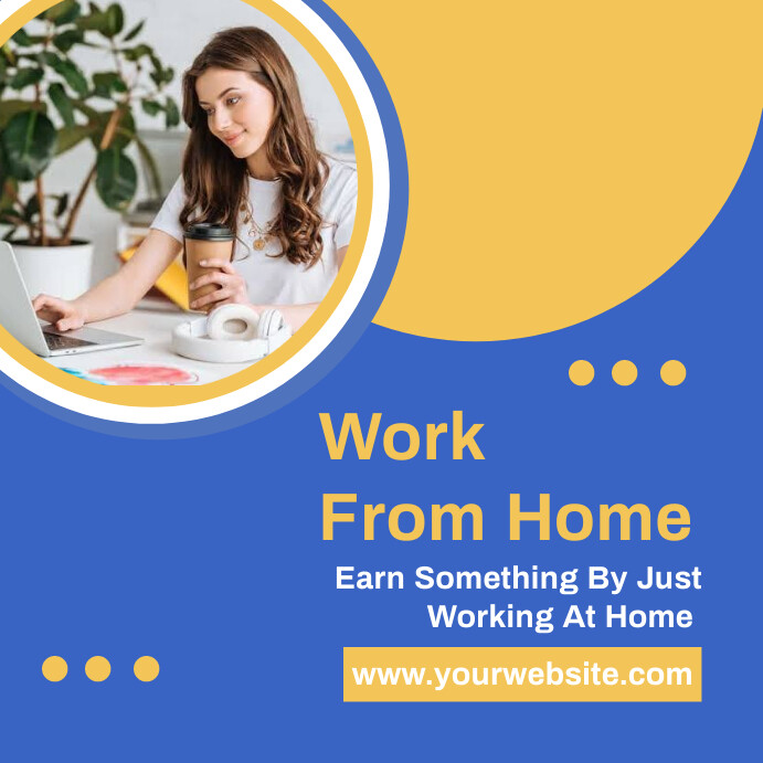 Blue Work From Home Instagram Post Template | PosterMyWall