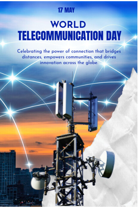 Blue World Telecommunication Day Poster Template | PosterMyWall
