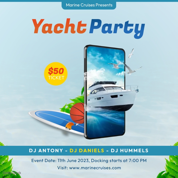 Plantilla de Blue Yacht Party post | PosterMyWall