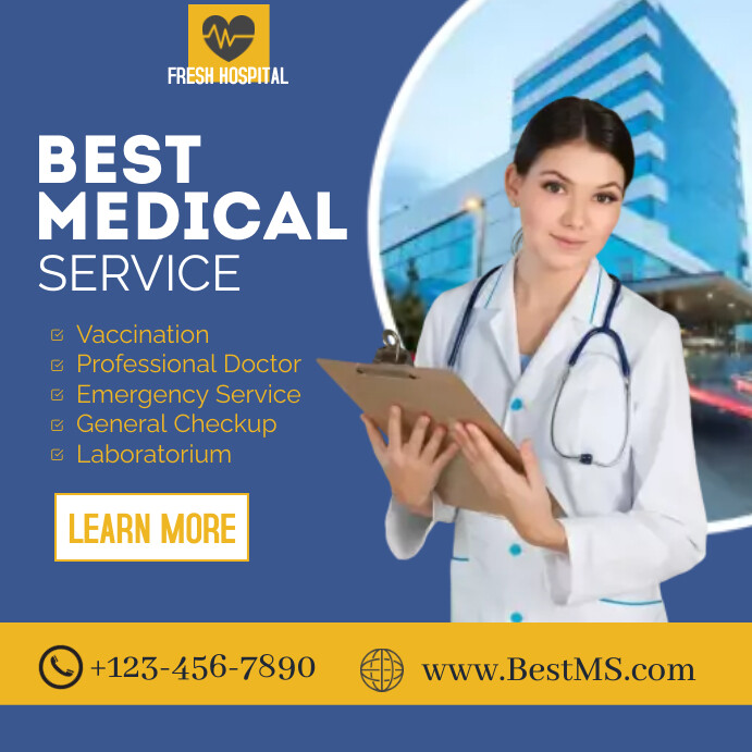 blue yellow best medical service template | PosterMyWall