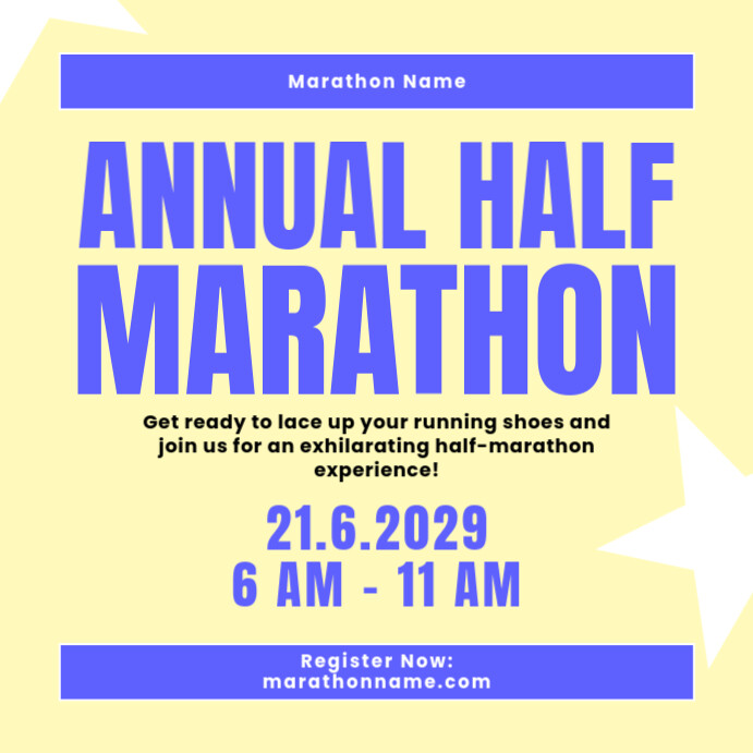 Copy of Blue Yellow Bold Marathon Running Event Promotional Instagram ...