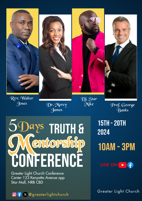 Blue Yellow Collage Conference A3 Template | PosterMyWall