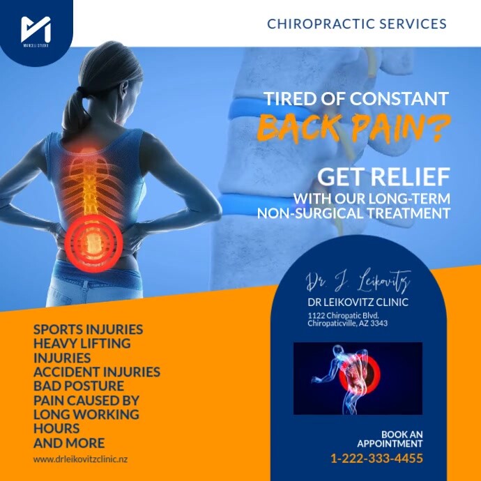 Copy of Blue Yellow Maximalist Back Pain Video Ad Template | PosterMyWall