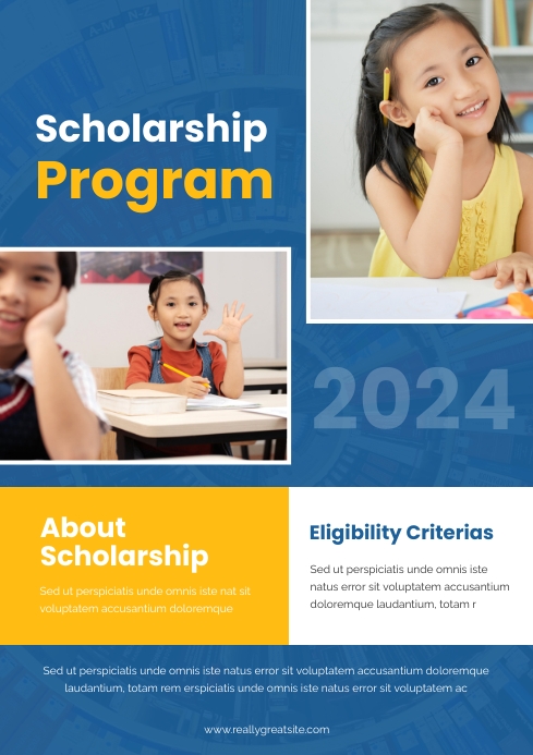Blue Yellow Scholarship Program Flyer Template | PosterMyWall