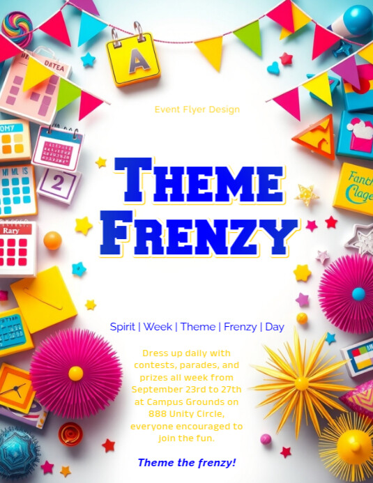 Blue Yellow Theme Frenzy Flyer Design Template | PosterMyWall