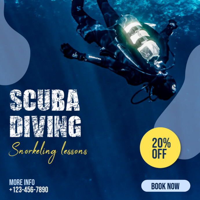 Copy of Blue Yellow White Modern Scuba Diving Instagr | PosterMyWall