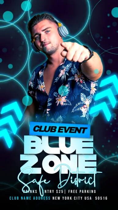 Blue Zone Club Template | PosterMyWall