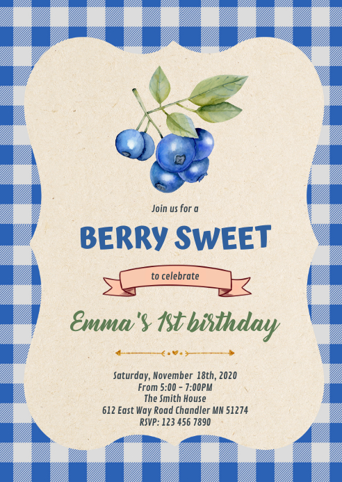 Blueberry birthday theme party invitation Template | PosterMyWall
