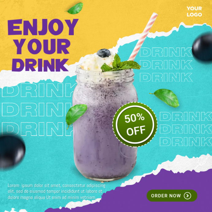 Blueberry Drink Template | PosterMyWall