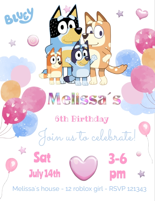 Modèle Bluey Birthday girl invitation | PosterMyWall