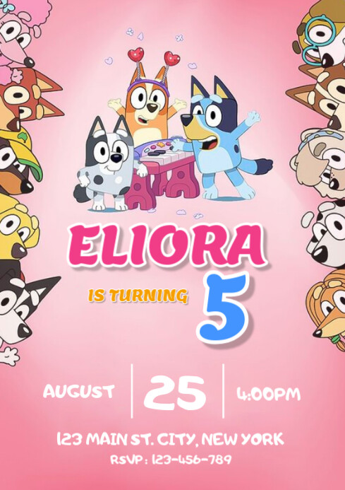 bluey birthday invitation Template | PosterMyWall