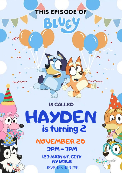 Bluey birthday invitation Template | PosterMyWall