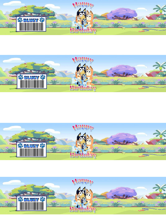 Bluey Birthday water bottle label Templat | PosterMyWall