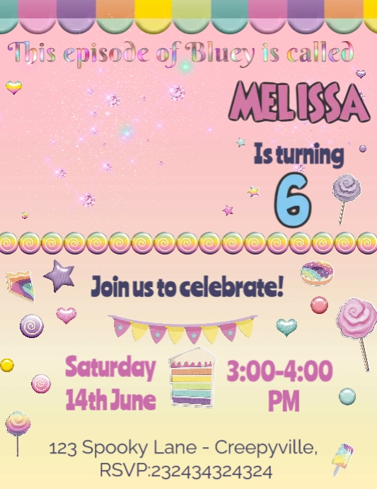bluey GIRL invitation Template | PosterMyWall