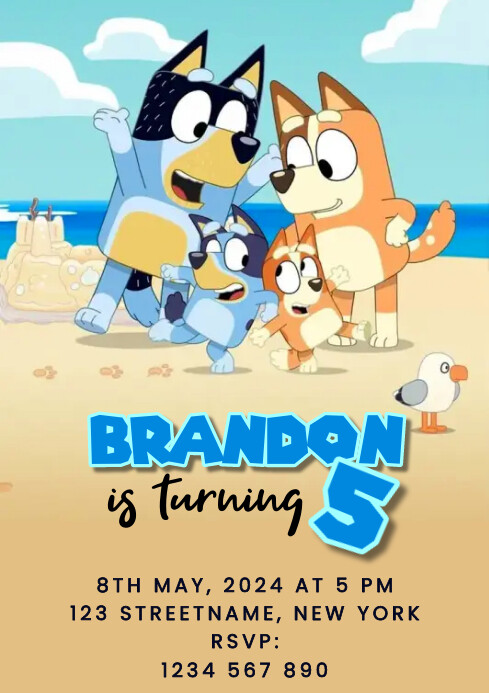 Bluey Kids birthday Template | PosterMyWall