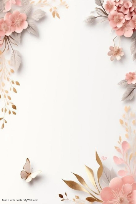 Blush Floral Butterfly Frame Template | PosterMyWall