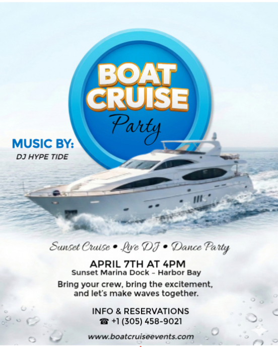 Boat Cruise Party Flyer – Luxury Yacht Event Poster Template | PosterMyWall