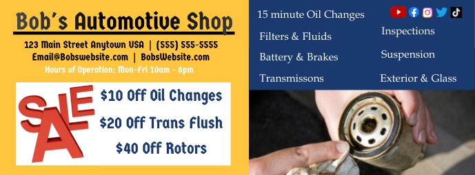 Bob's Automotive Repair Shop Cover Photo Template | PosterMyWall