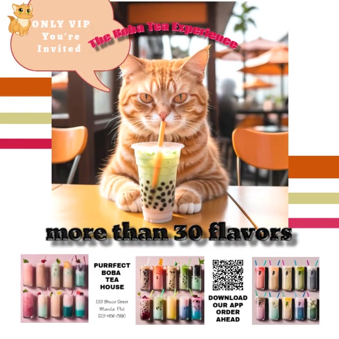 Copy of boba tea, coffee, restaurant, menus, drinks, ads, instagram ...