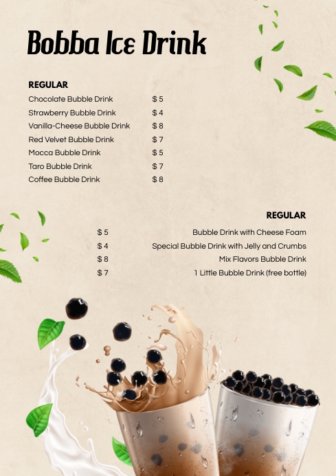 Copy of Bobba Ice Drink Menu | PosterMyWall