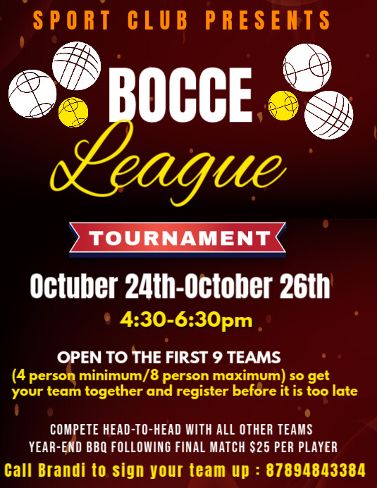 bocce ball flyer Template | PosterMyWall