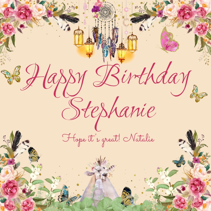 Copy of Boho Birthday Greeting | PosterMyWall