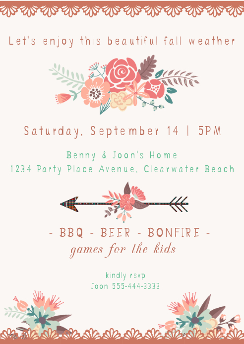 Boho Fall House Party Invitation Template | PosterMyWall