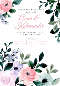 BOHO FLORAL WEDDING INVITATION Template | PosterMyWall