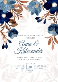 BOHO FLORAL WEDDING INVITATION Template | PosterMyWall