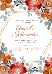 BOHO FLORAL WEDDING INVITATION Template | PosterMyWall