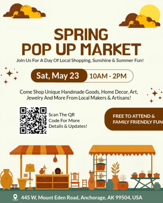 Plantilla de Boho Spring Pop-Up Market & Artisan Craft Fair Flyer with ...
