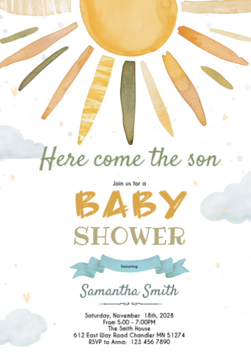 Boho sun baby shower invitation Template | PosterMyWall
