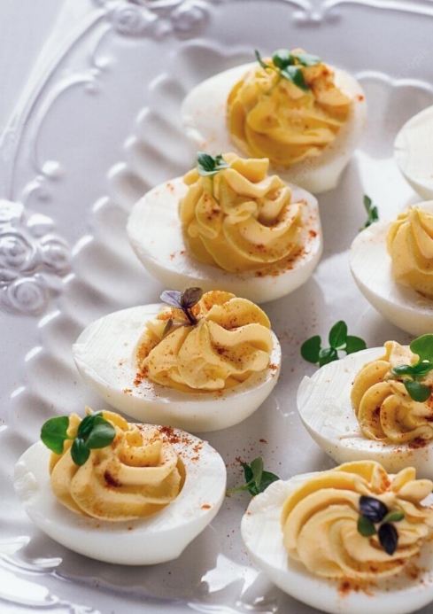 Boiled eggs stuffed with yolk with mayonnaise Template | PosterMyWall