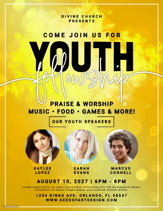 Bokeh Youth Fellowship Church Event Flyer Template | PosterMyWall