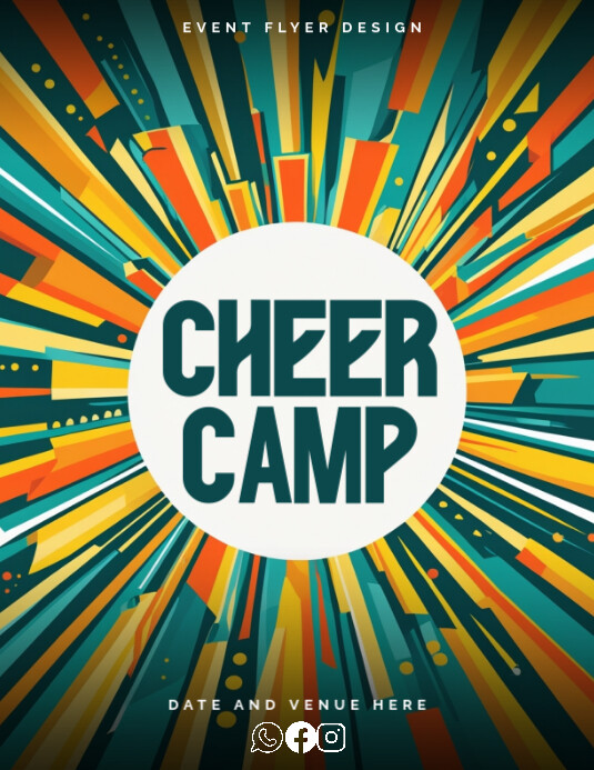 Bold Cheer Camp Flyer Background – Energetic Geometric Frame Design ...